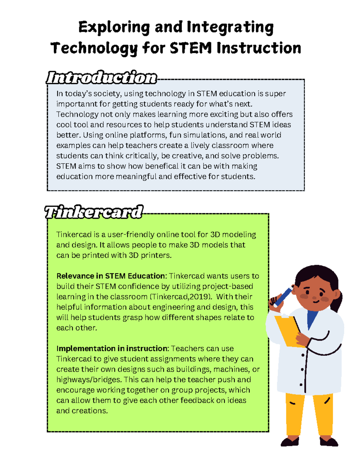 STEM Handout - N/A - Tinkercad is a user-friendly online tool for 3D ...
