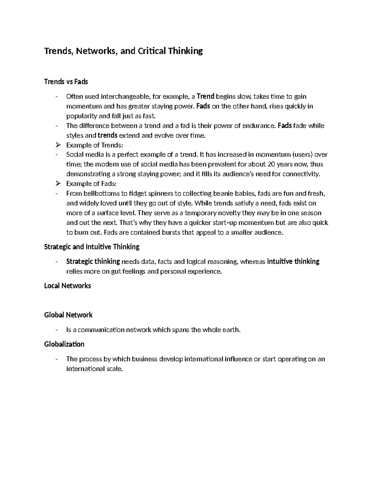 TNCT Lecture Notes: Trends, Networks, and Critical Thinking - Studocu