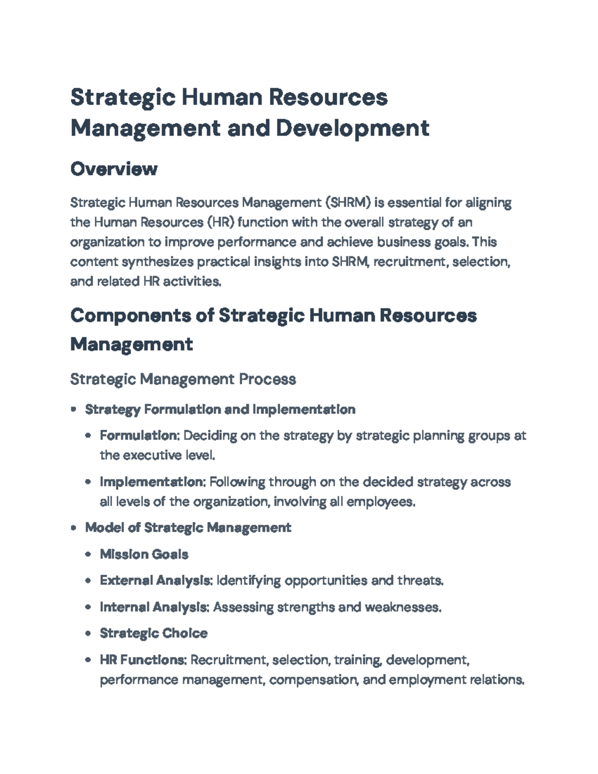 Strategic Human Resources Management (SHRM) Overview and Insights ...
