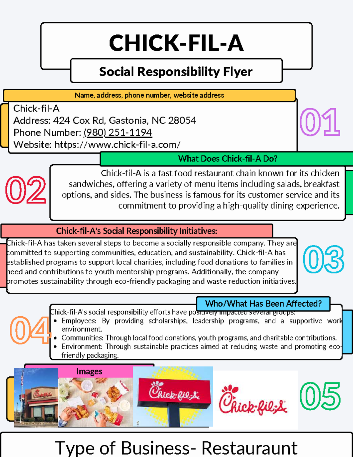 Social Responsibility Flyer - Chick-fil-A Address: 424 Cox Rd, Gastonia ...