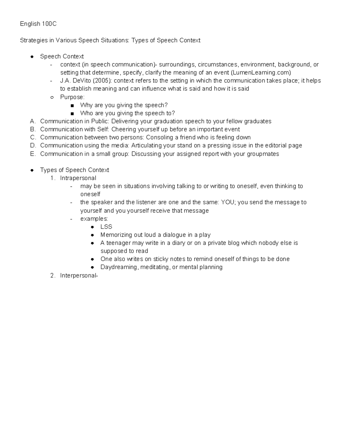 (1) Types of Speech Context and Style - English 100C Strategies in ...
