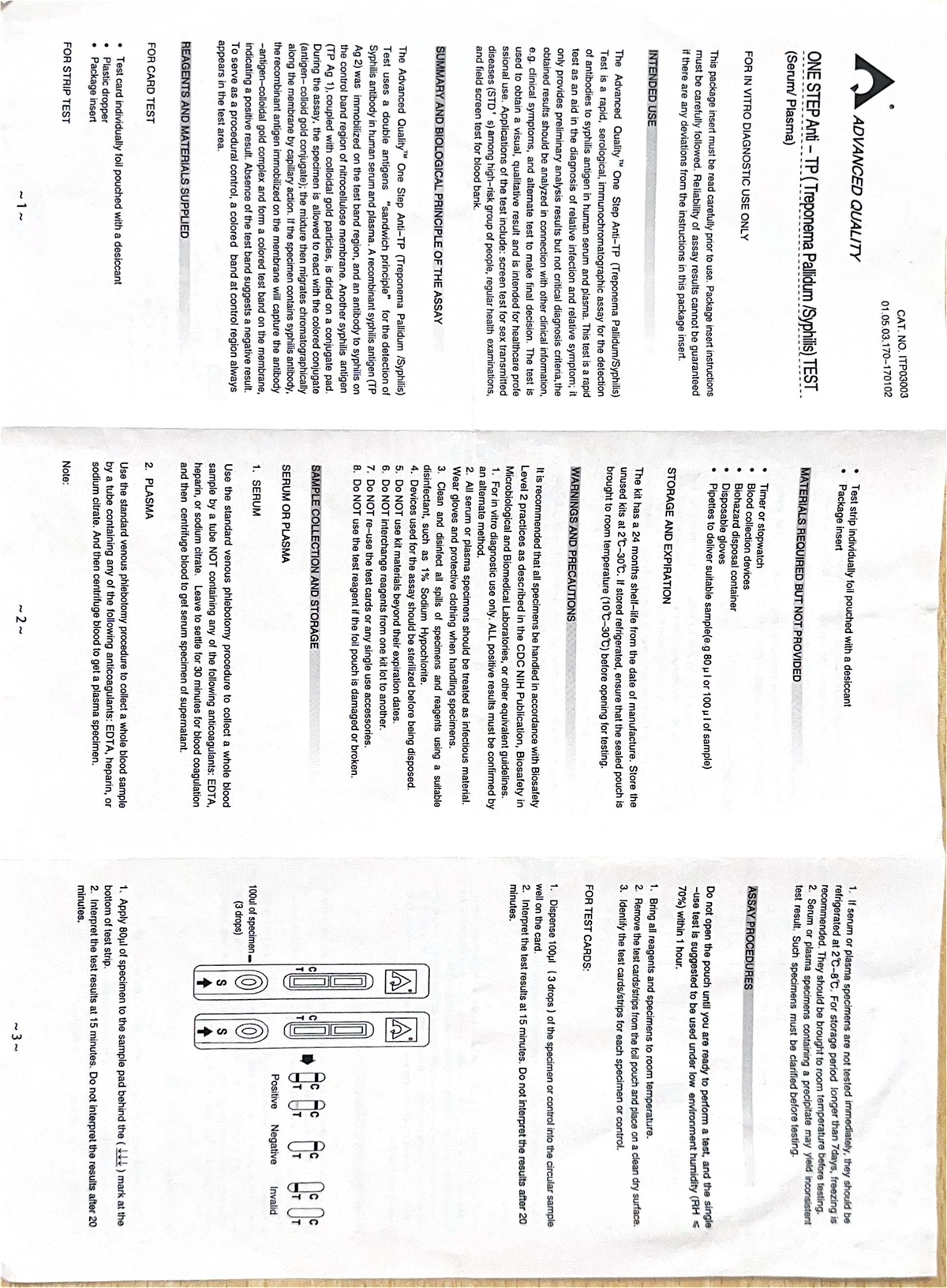 ITP03003 Advanced Quality Anti TP Test Kit Instructions - Studocu