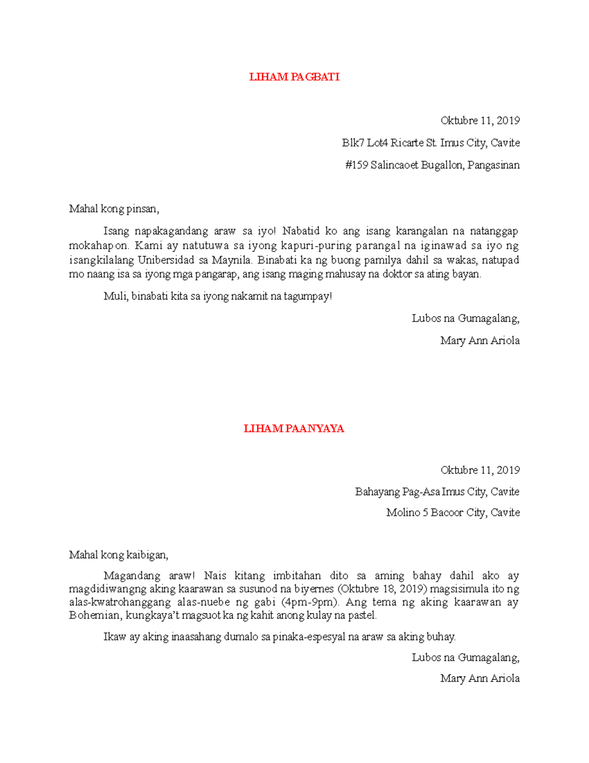 LIHAM SA IBA'T IBANG URI NG KAHILINGAN AT PAGSUSULAT - Studocu