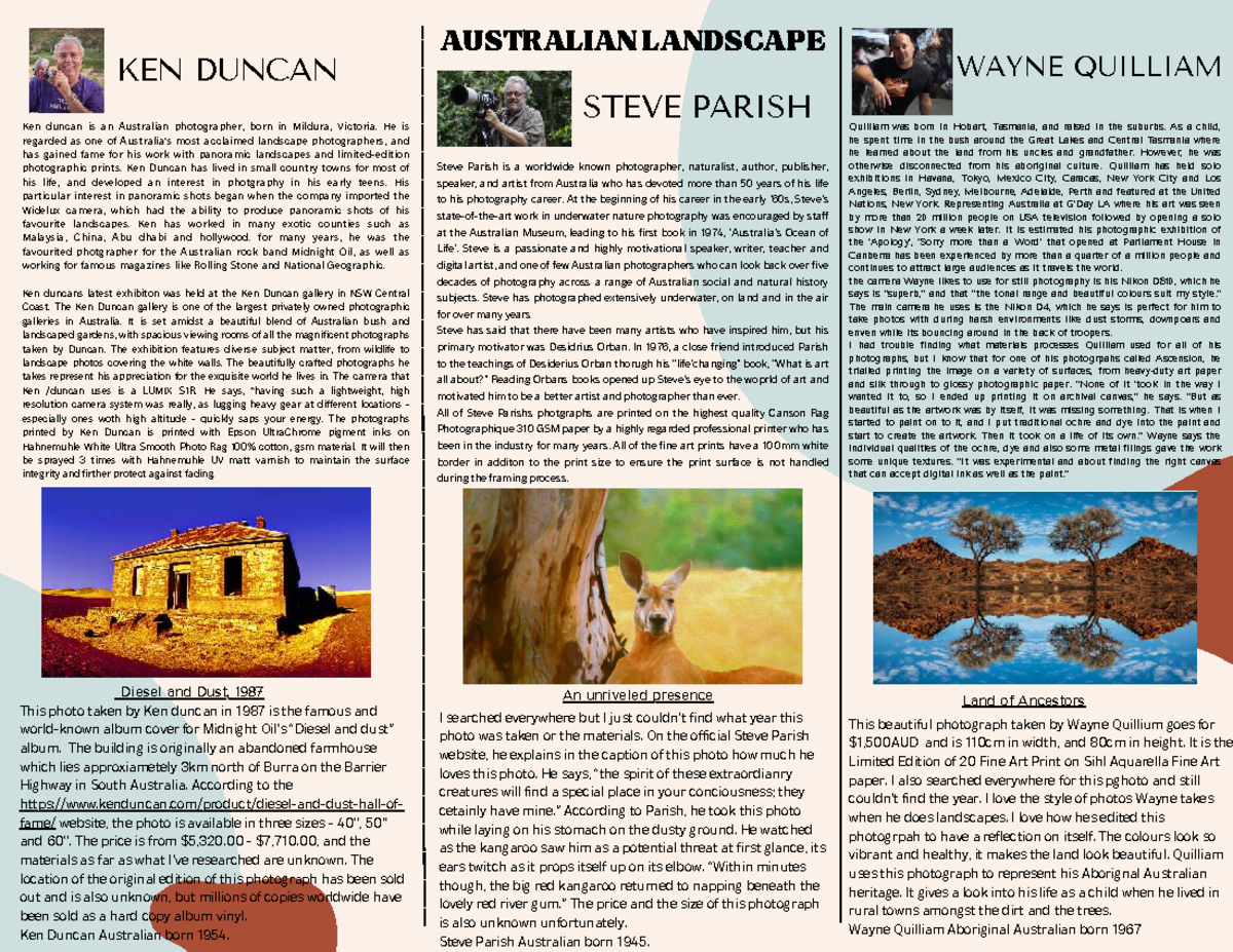 Ken Duncan, Steve Parish, and Wayne Quilliam: Australian Photographers ...