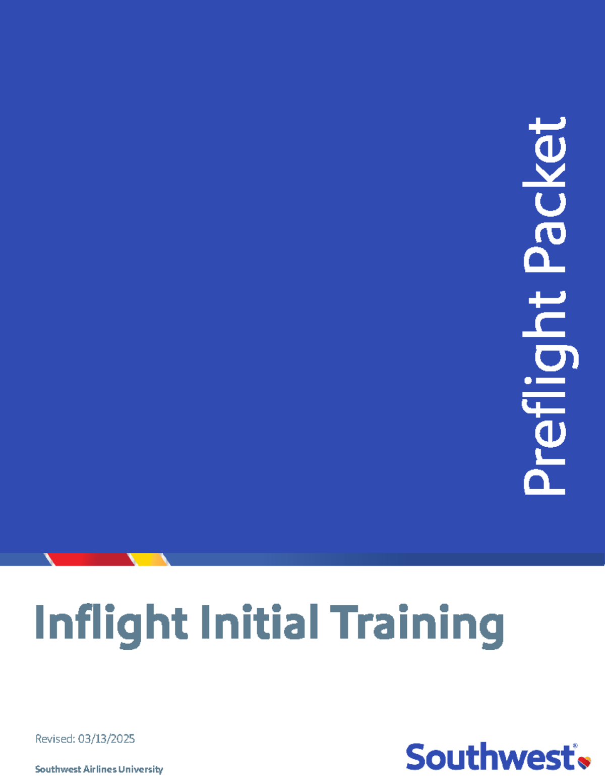 Southwest Airlines Flight Attendant Training Preflight Packet Guide ...