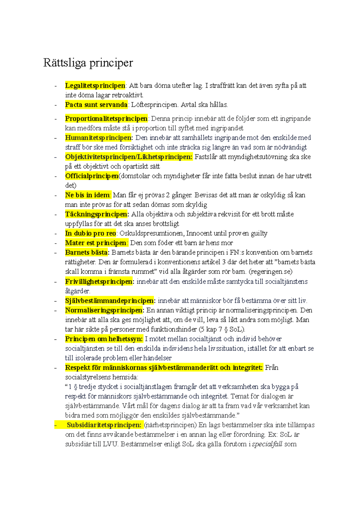 Rättsliga principer i rättssystemet: En sammanställning av grunder ...