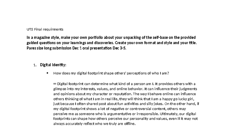 UTS Final Portfolio: Unpacking My Digital Identity and Self-Perception ...