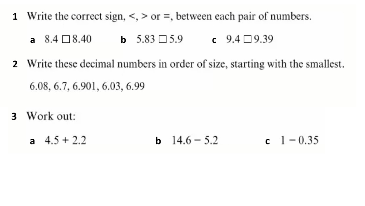 Math Practice Exercises: Comparing & Calculating Decimals (3102026 ...