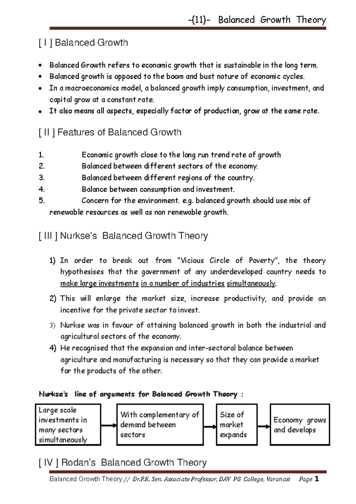 10 Balanced Growth Notes - [ I ] Balanced Growth Balanced Growth refers ...