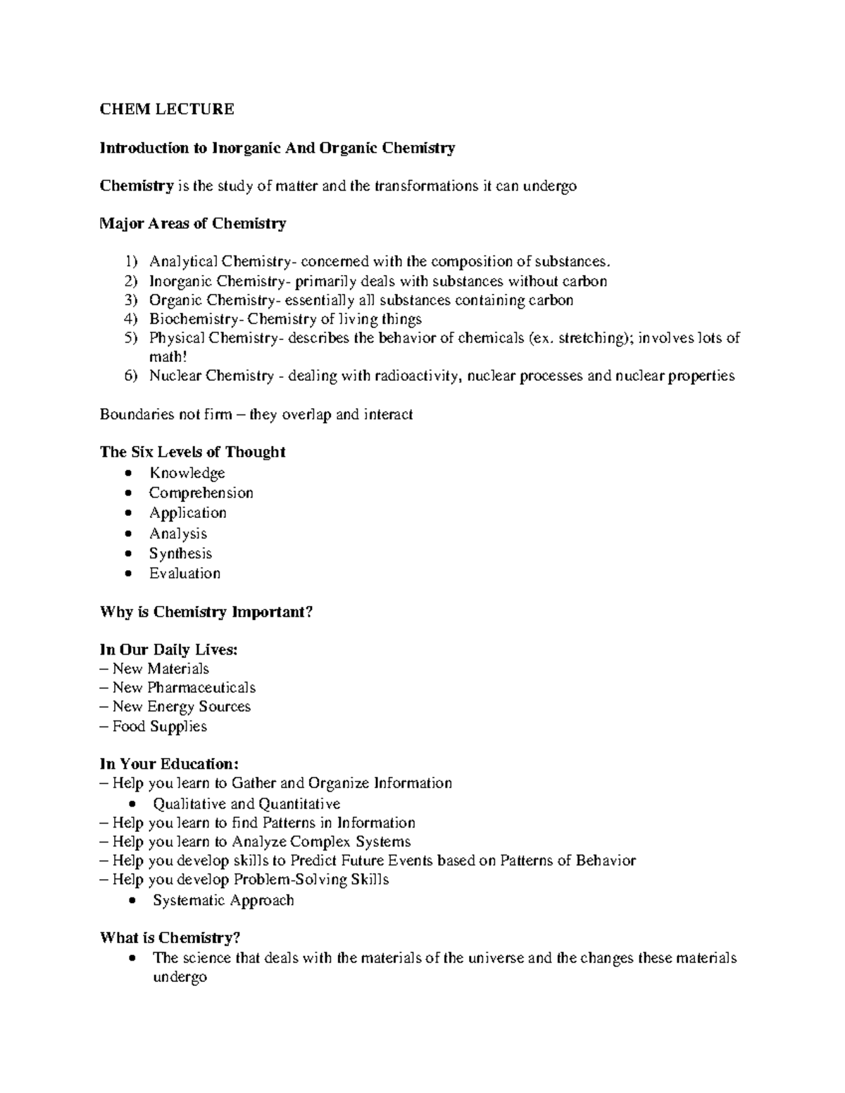 CHEM Reviewer - Introduction to chemistry - CHEM LECTURE Introduction ...