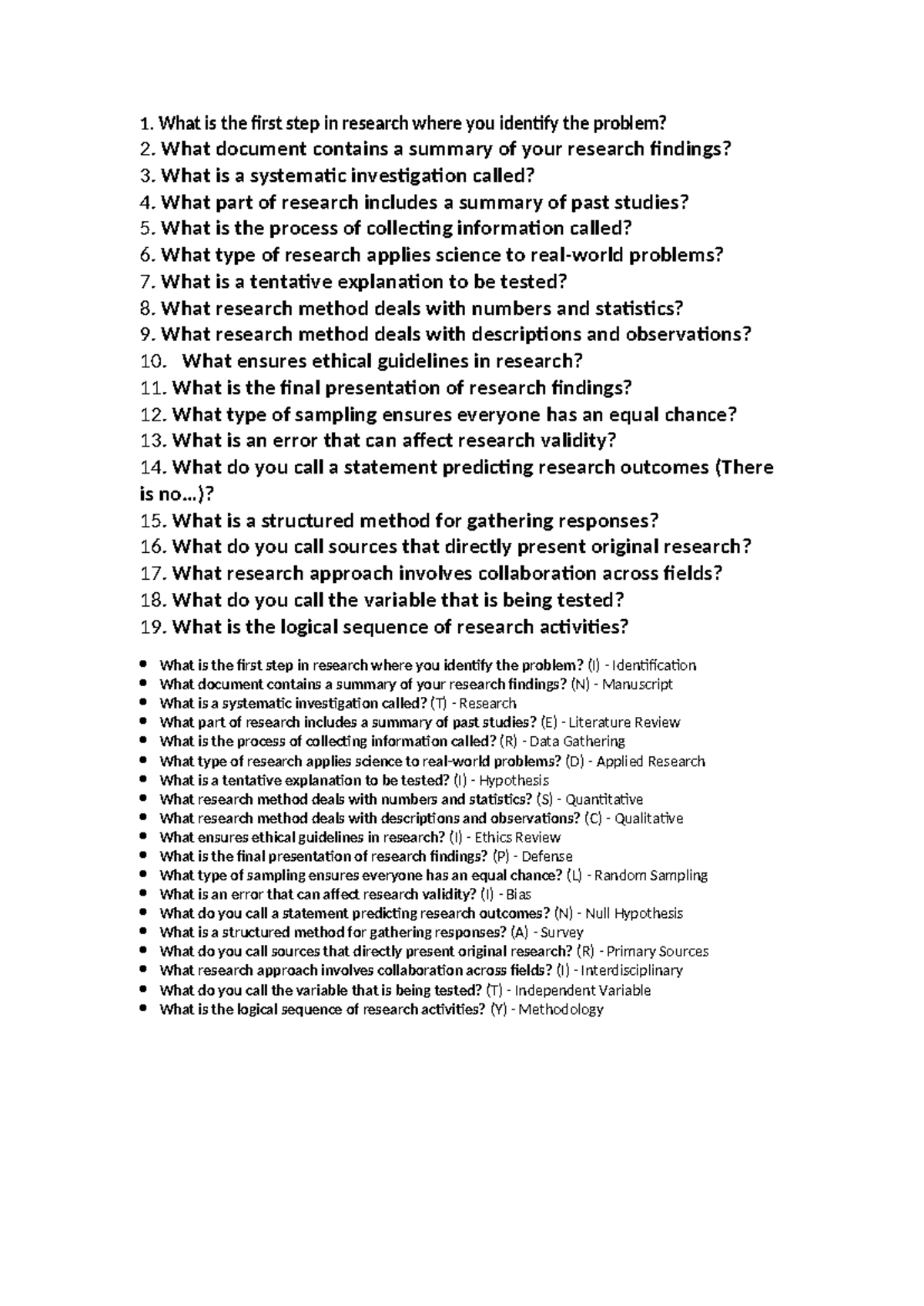 Capstone puzzle - research methods and key concepts explained - Studocu