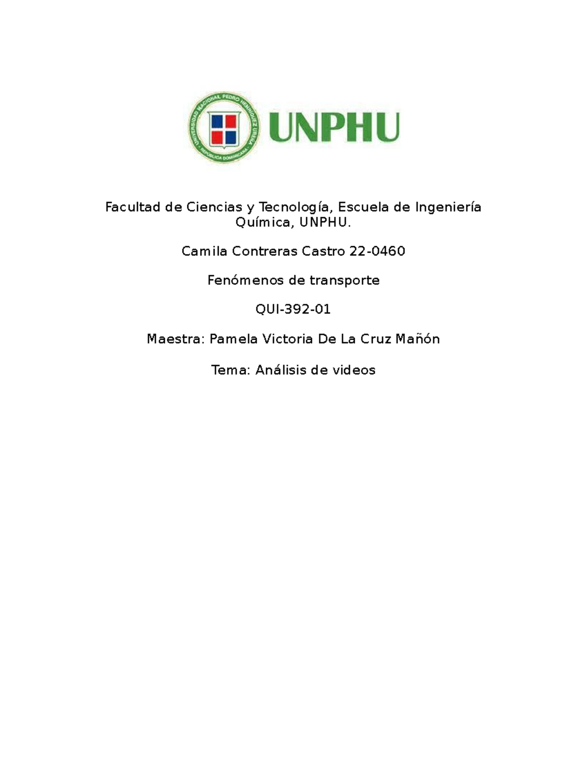 Análisis de Videos sobre Fenómenos de Transporte en Ingeniería Química ...