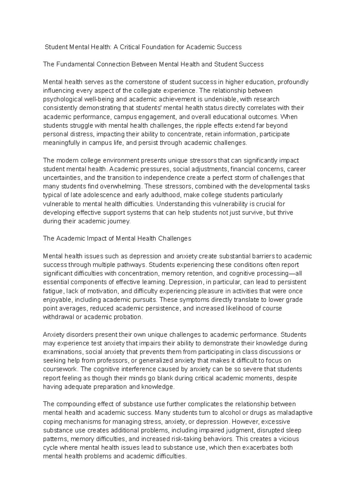 Mental Health & Academic Success: The Critical Connection for Students ...