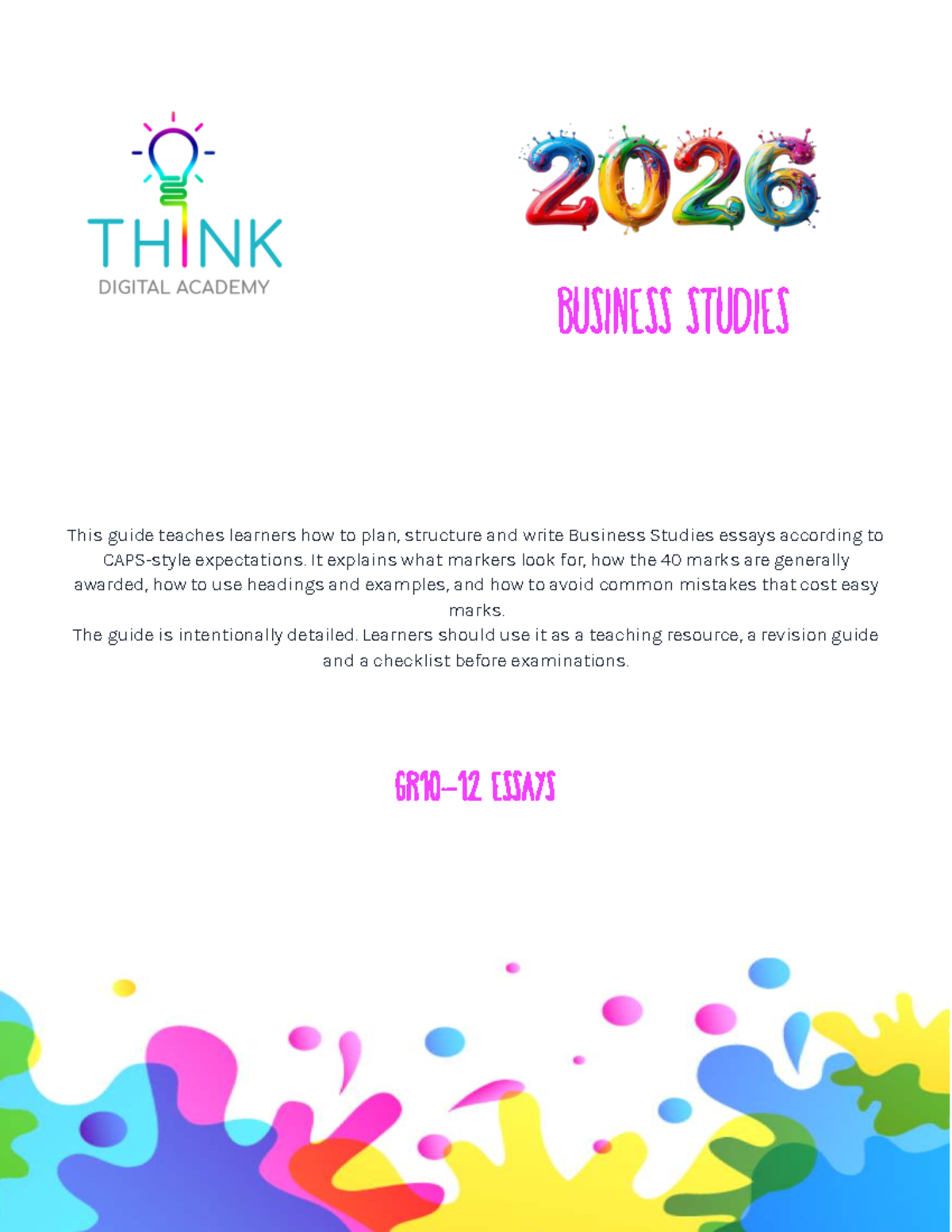 BUSINESS STUDIES ESSAY WRITING GUIDE: STRUCTURE & STRATEGIES - Studocu