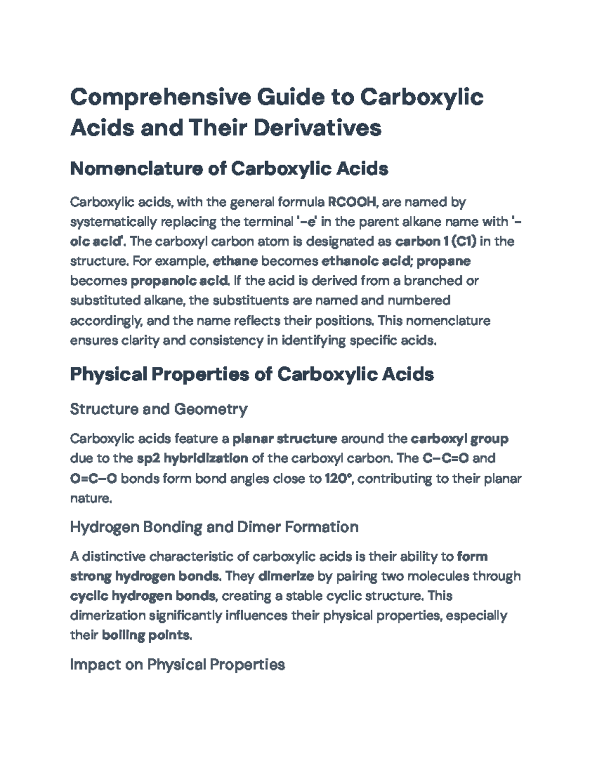 Comprehensive Guide to Carboxylic Acids & Derivatives (CHEM 101) - Studocu
