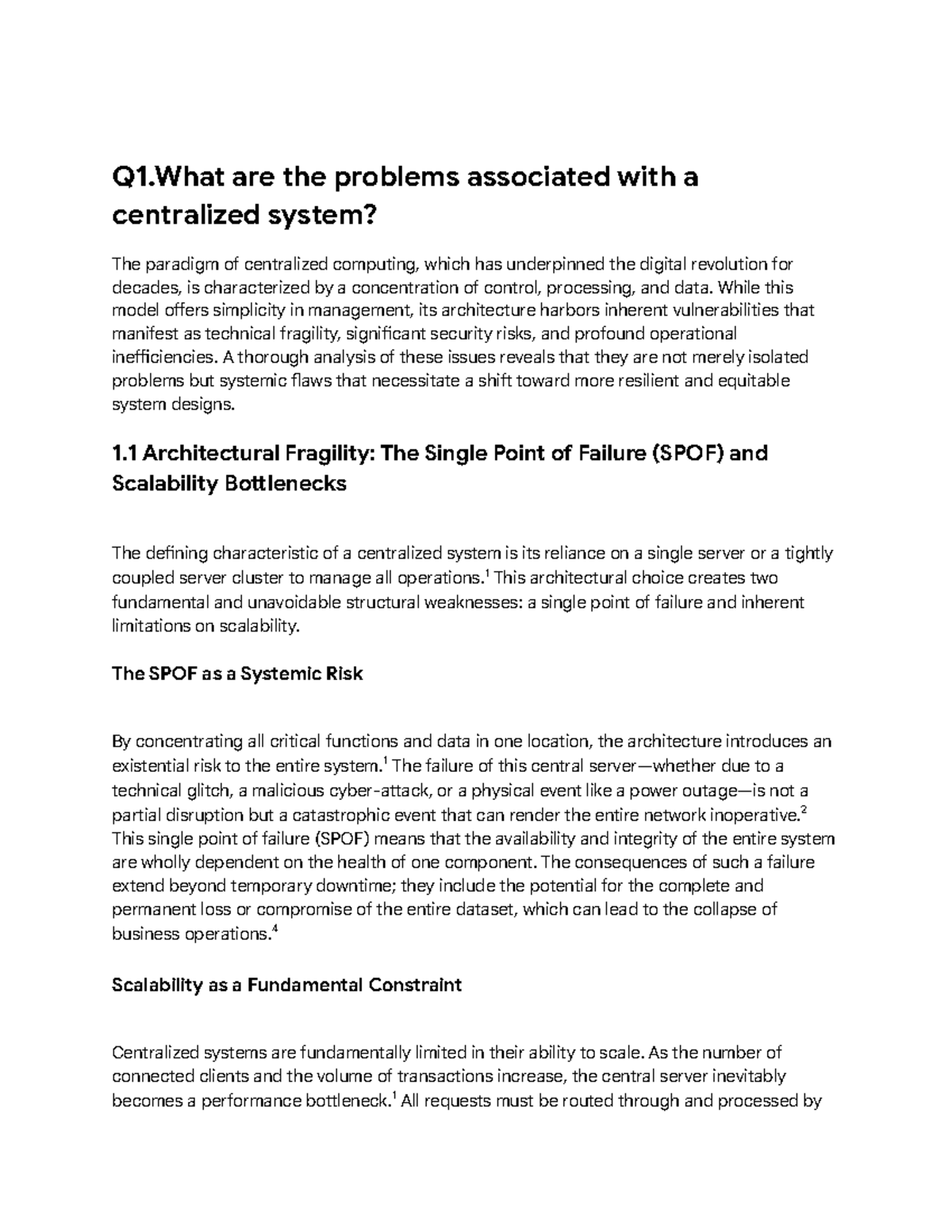 BC-ASS1: Analyzing Centralized Systems and Their Alternatives - Studocu