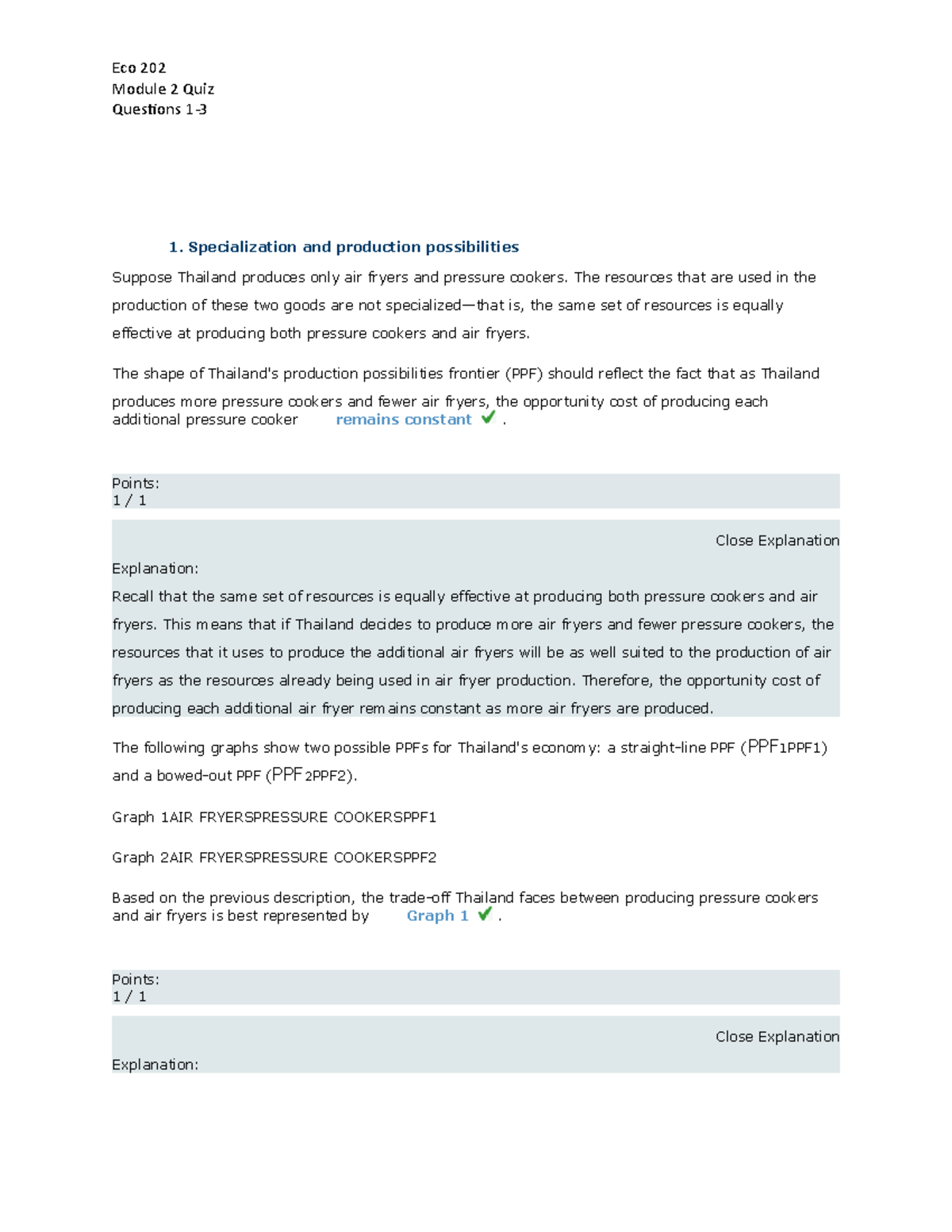 Eco202 - Essential Quiz Notes on Production Possibilities and Trade ...