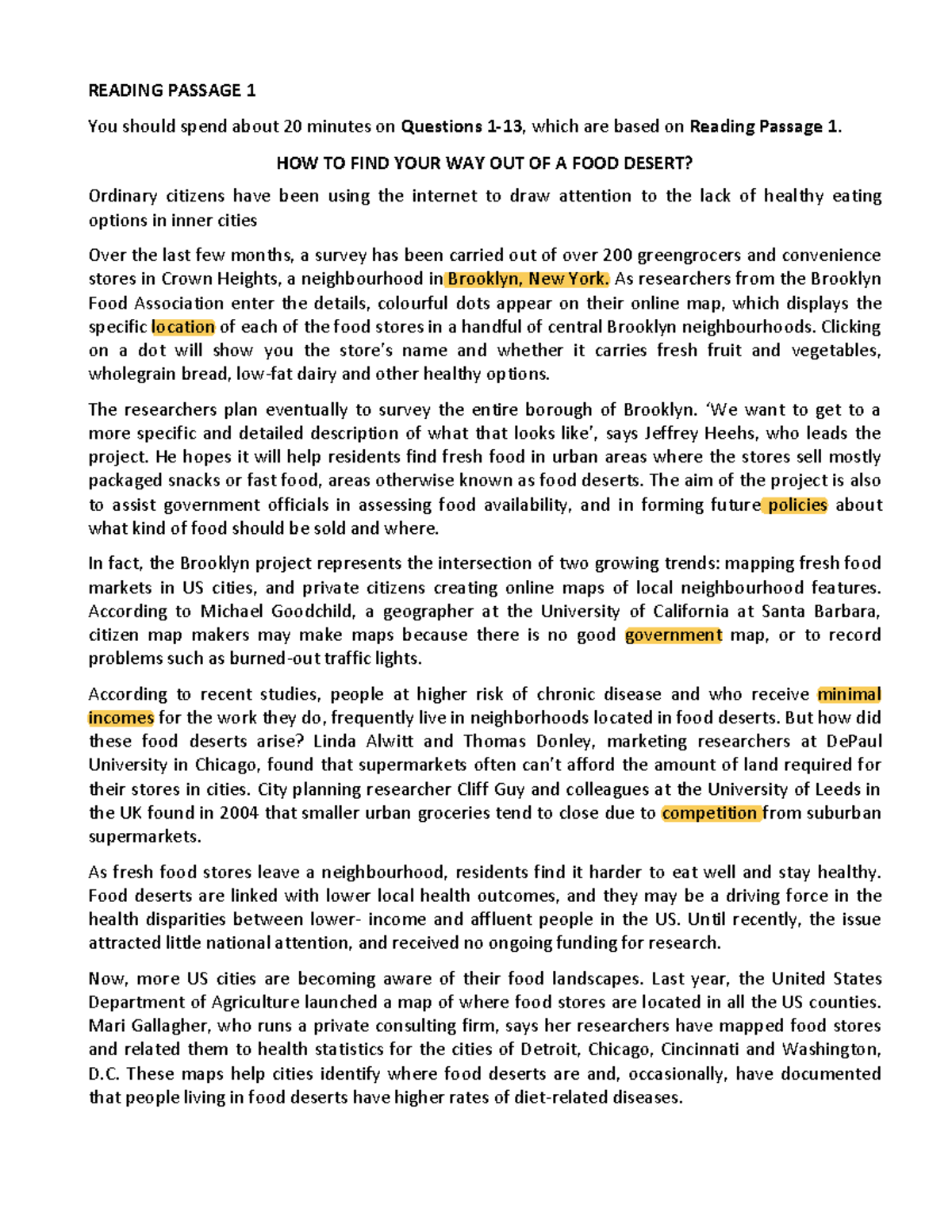 Reading 22-2: Understanding Food Deserts, Mammoth Discoveries, and Art ...