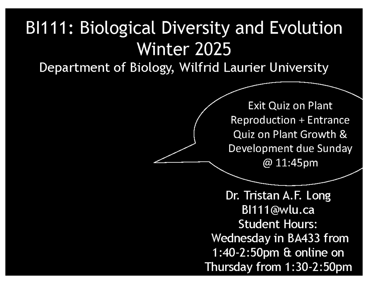 BI111 W25 Exit Quiz: Plant Reproduction & Growth Concepts - Studocu