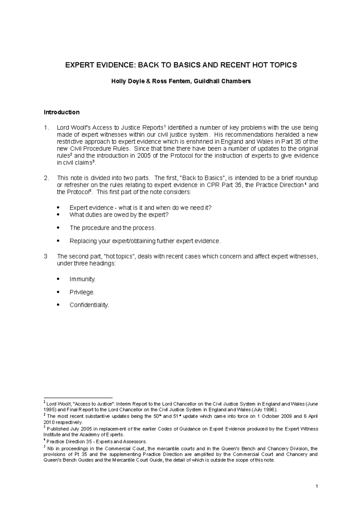 Expert Evidence: Basics & Recent Developments in Civil Law - Studocu