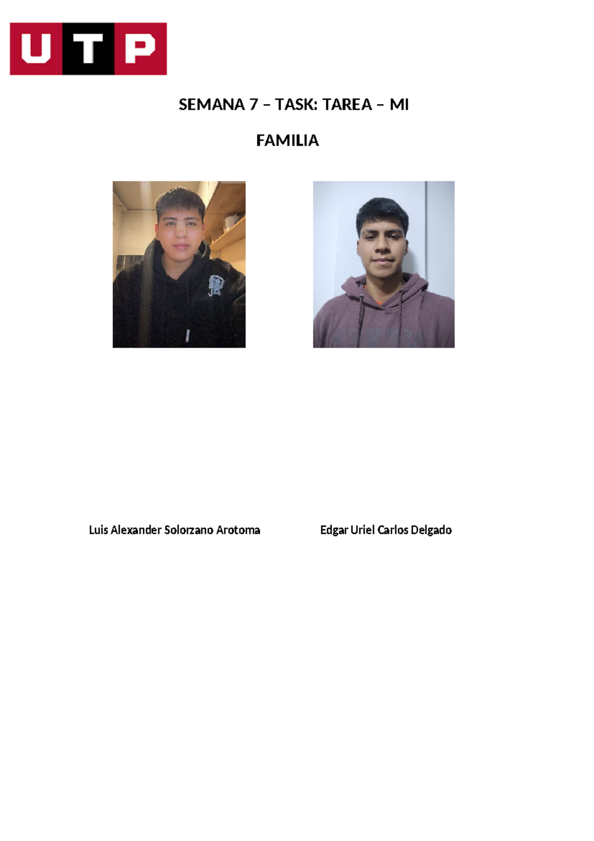 TAREA SEMANA 7: MI FAMILIA - PA 3 Ciclo 4 - Studocu