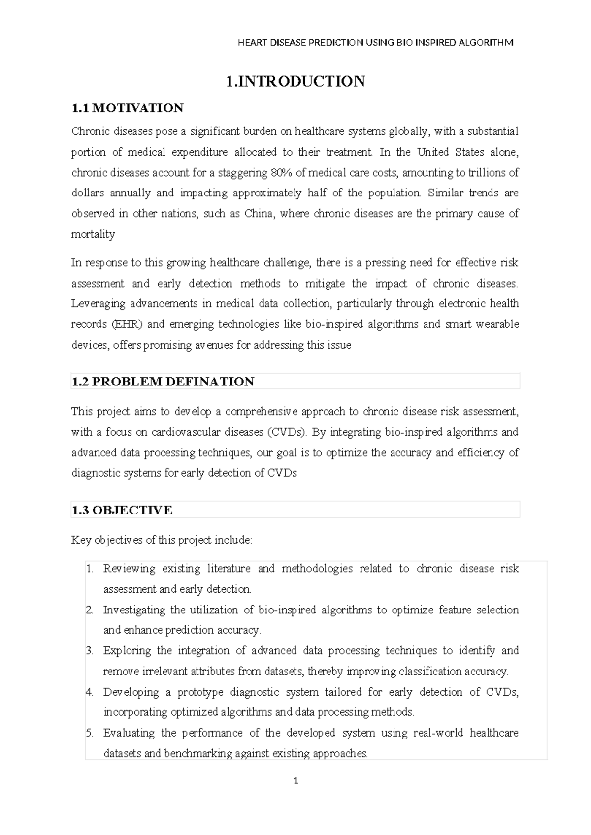 Final Project on Chronic Disease Risk Assessment (CVD) - Mini Document ...