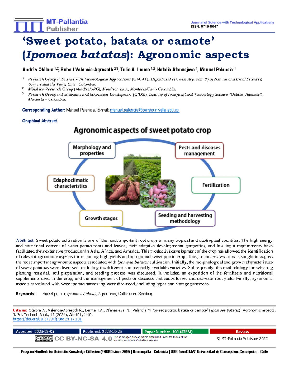 J.jsta.24 - Agronomic Aspects of Sweet Potato (Ipomoea batatas) - Studocu