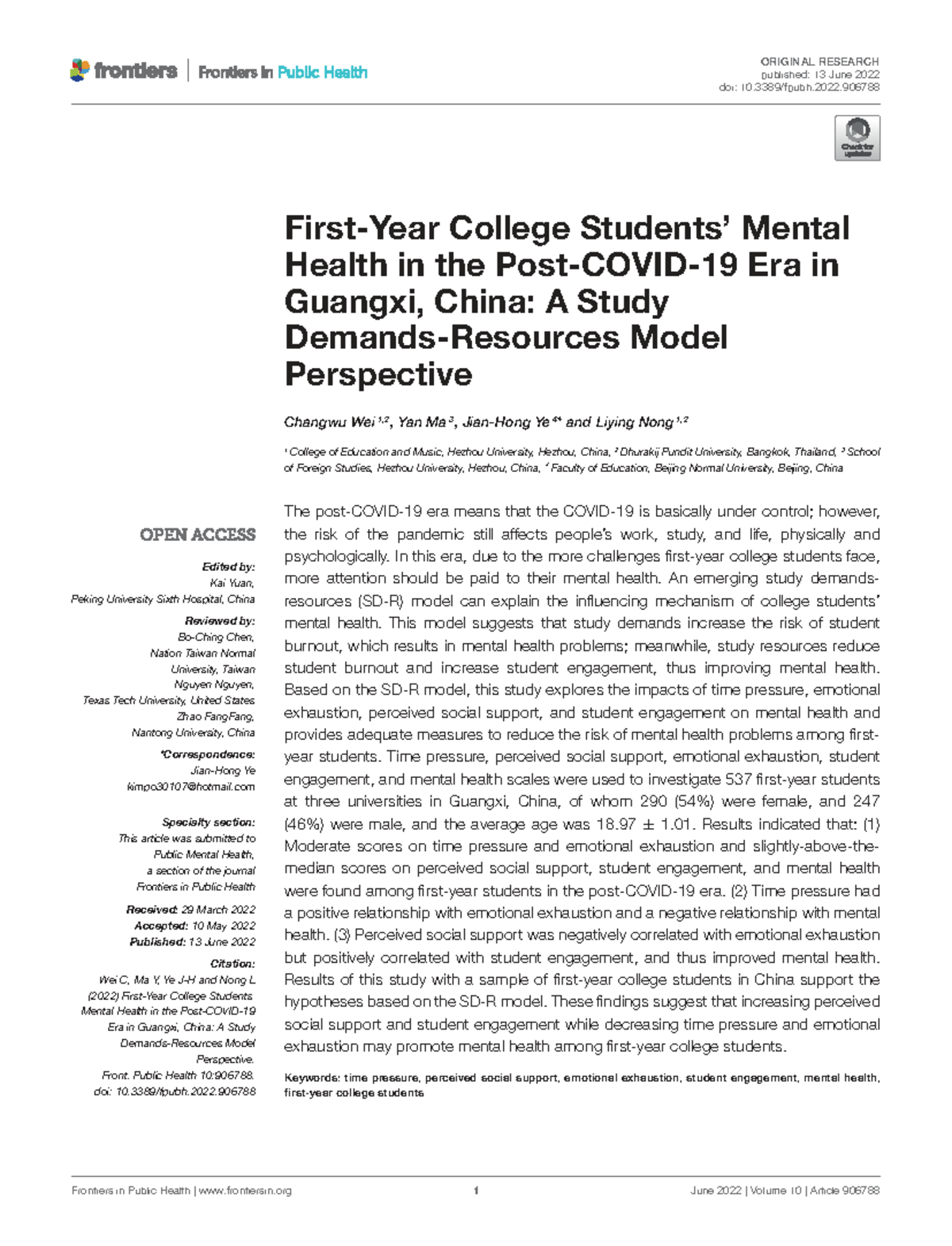 First-Year College Students' Mental Health in the Post-COVID-19 Era: A ...