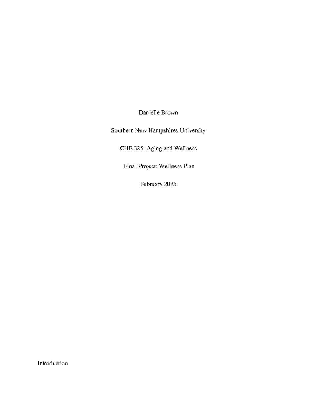 CHE 325 Final - Danielle Brown Southern New Hampshires University CHE ...