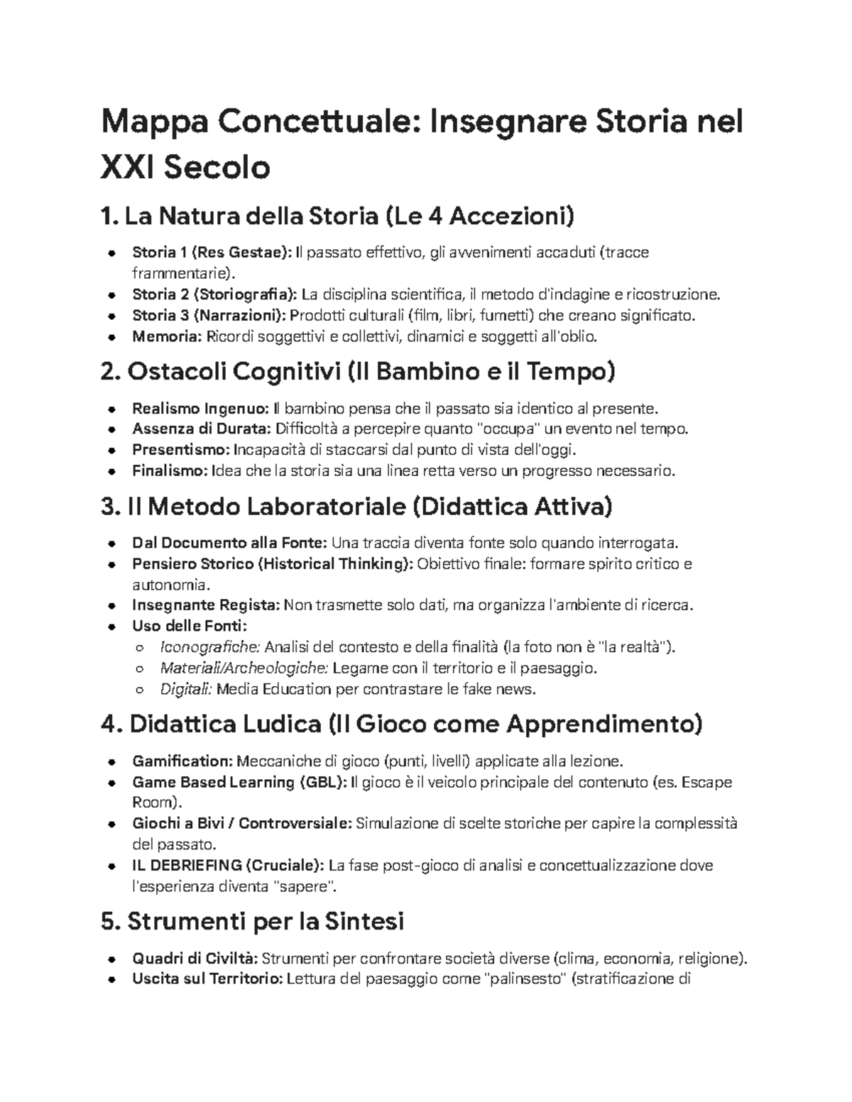 Mappa Didattica: Insegnare Storia nel XXI Secolo (Storia 1) - Studocu