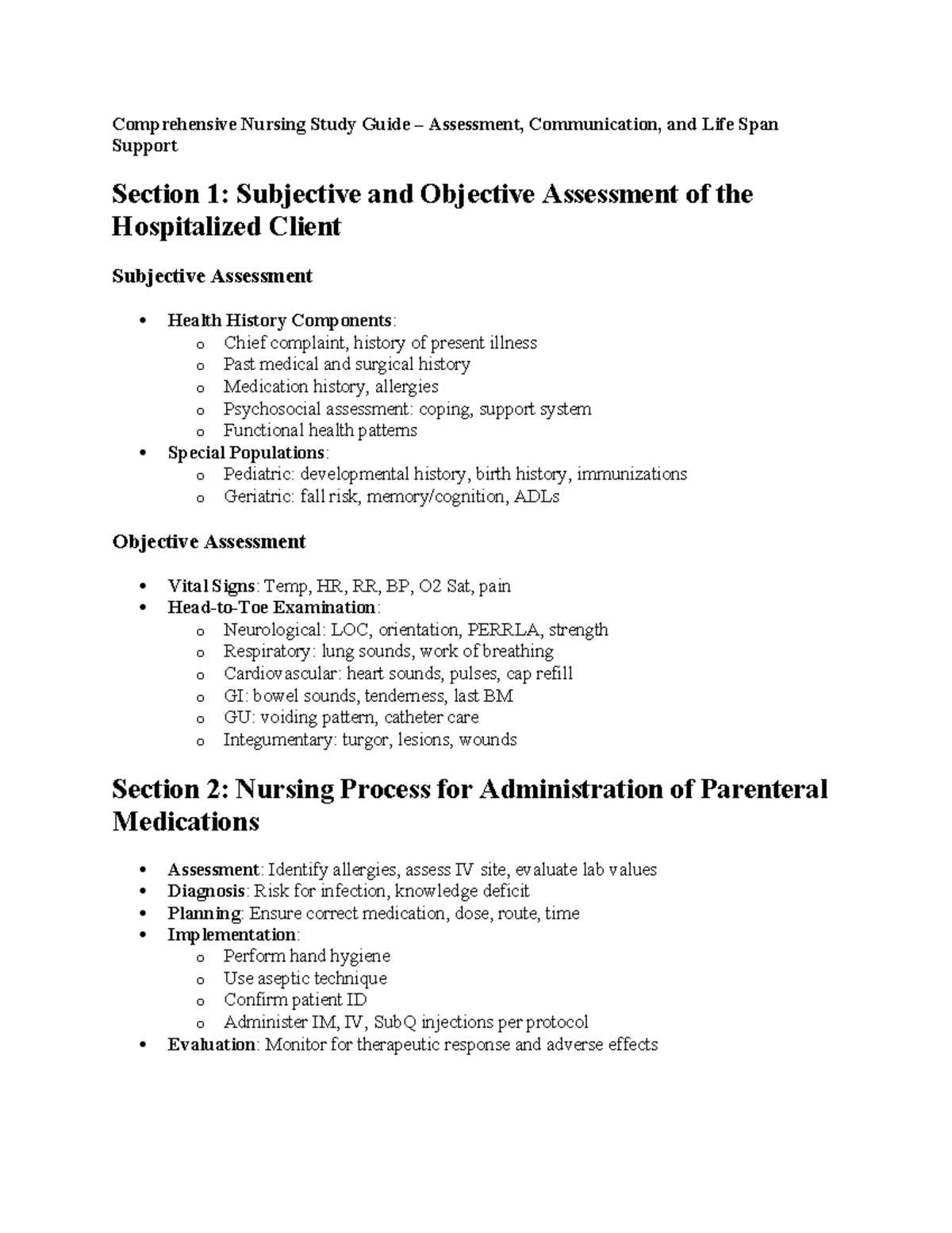 Comprehensive Nursing Study Guide – Assessment and Support Strategies ...
