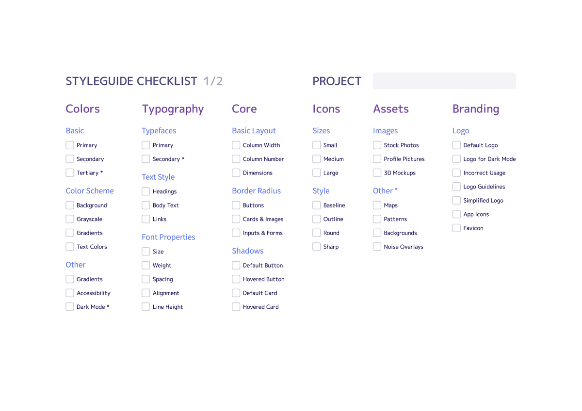 Styleguide Checklist - Web Development - Studocu