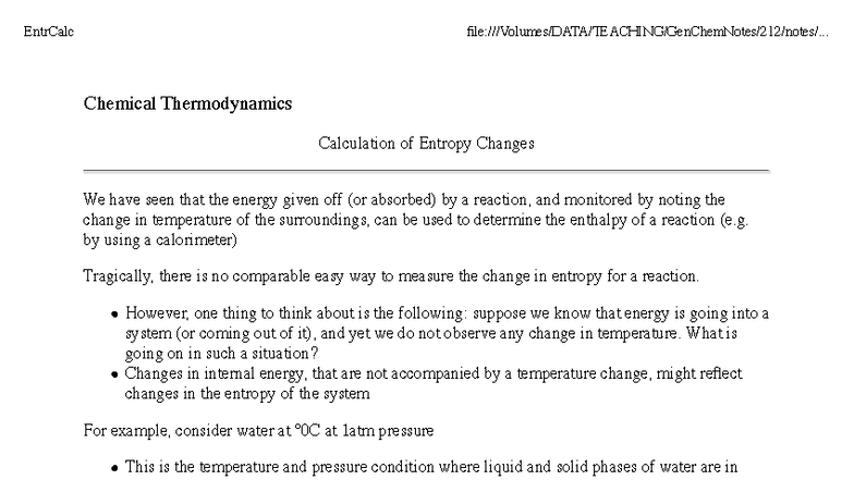 EntrCalc Chapter 16: Understanding Entropy Changes in Thermodynamics - Studocu