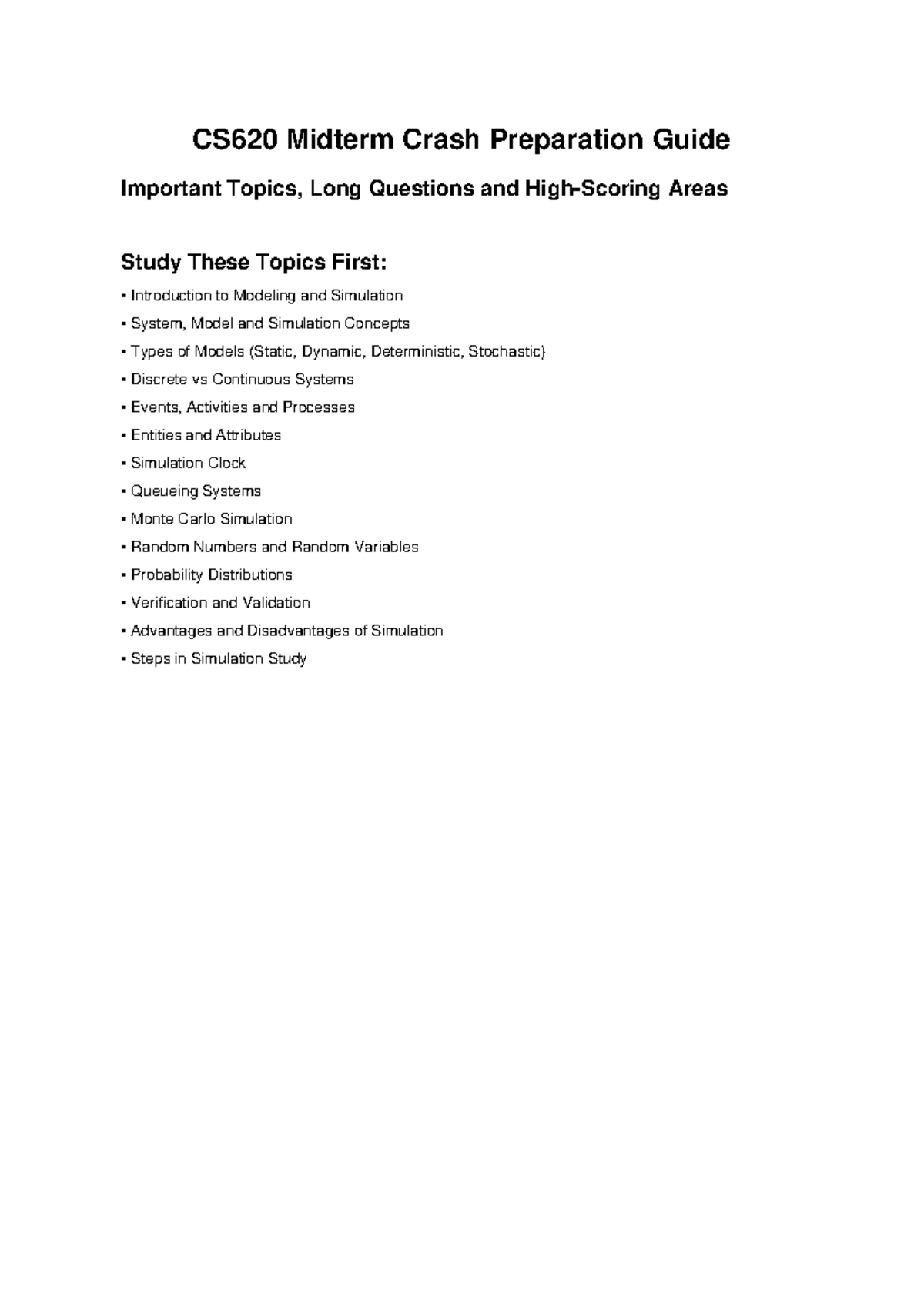 CS620 Midterm Exam Prep: Key Topics & Long Questions Guide - Studocu