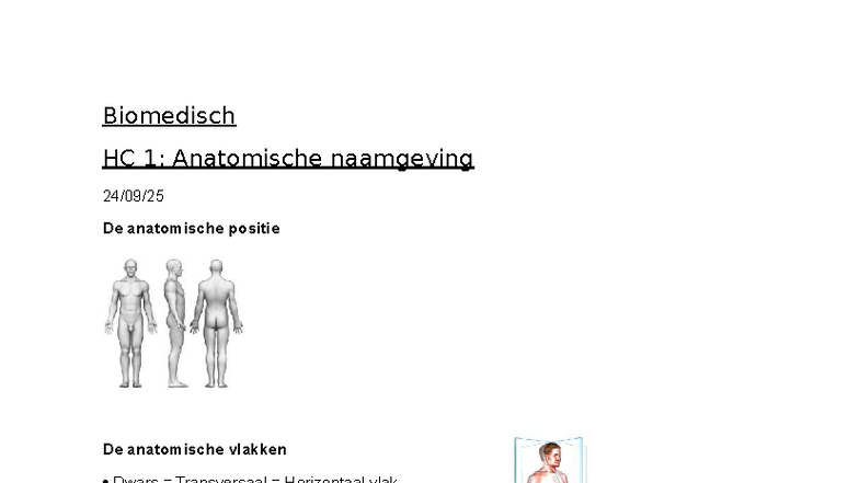 Samenvatting biomedische en anatomische naamgeving - Biomedisch HC 1 ...
