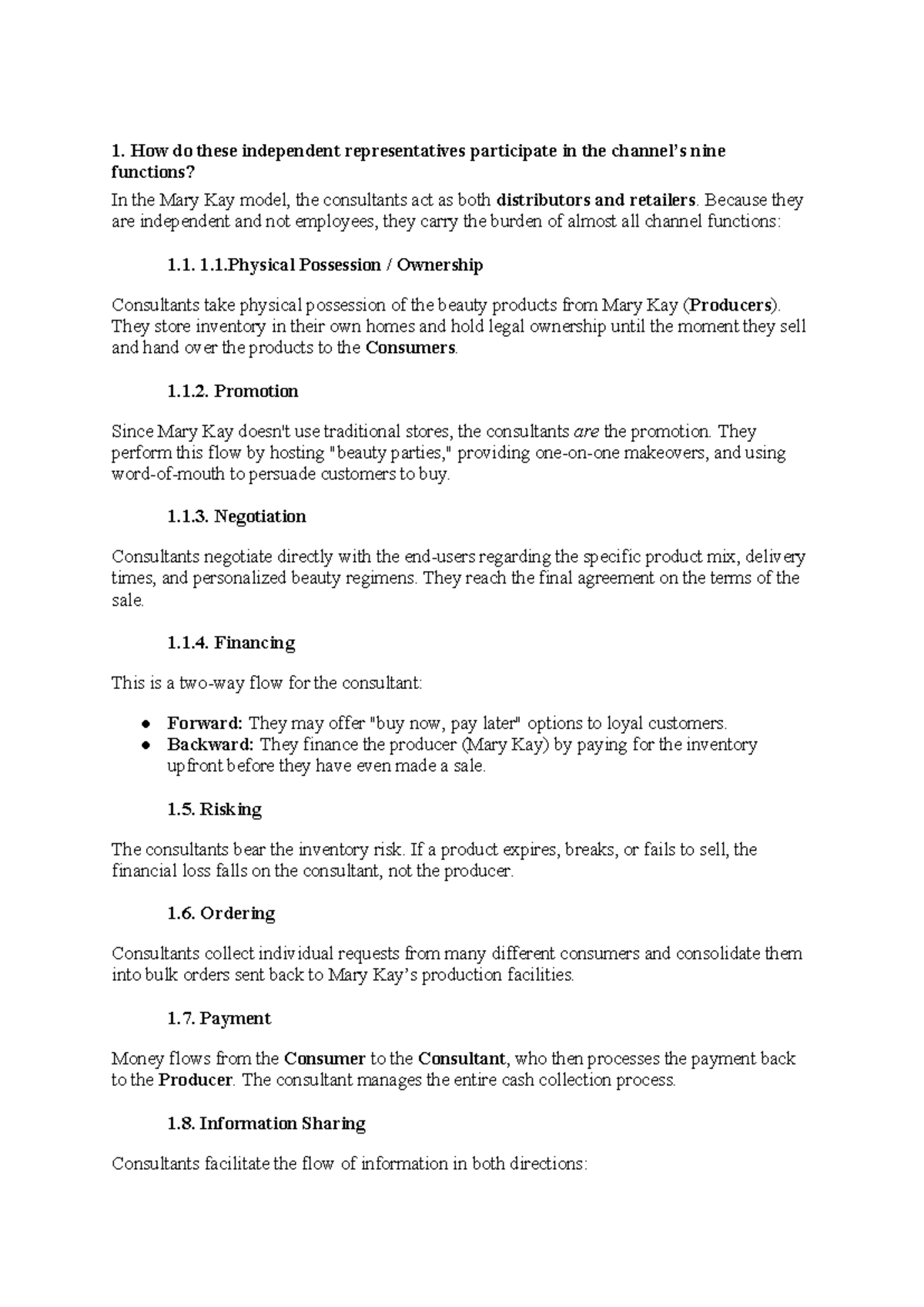 Marketing Channel Functions in the Mary Kay Model: A Study - Studocu