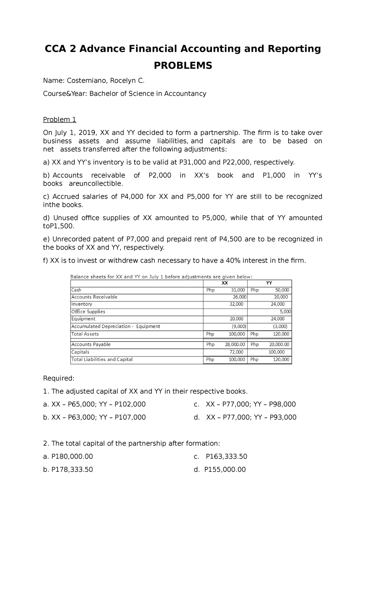 CCA 2 Advance Financial Accounting and Reporting - CCA 2 Advance ...