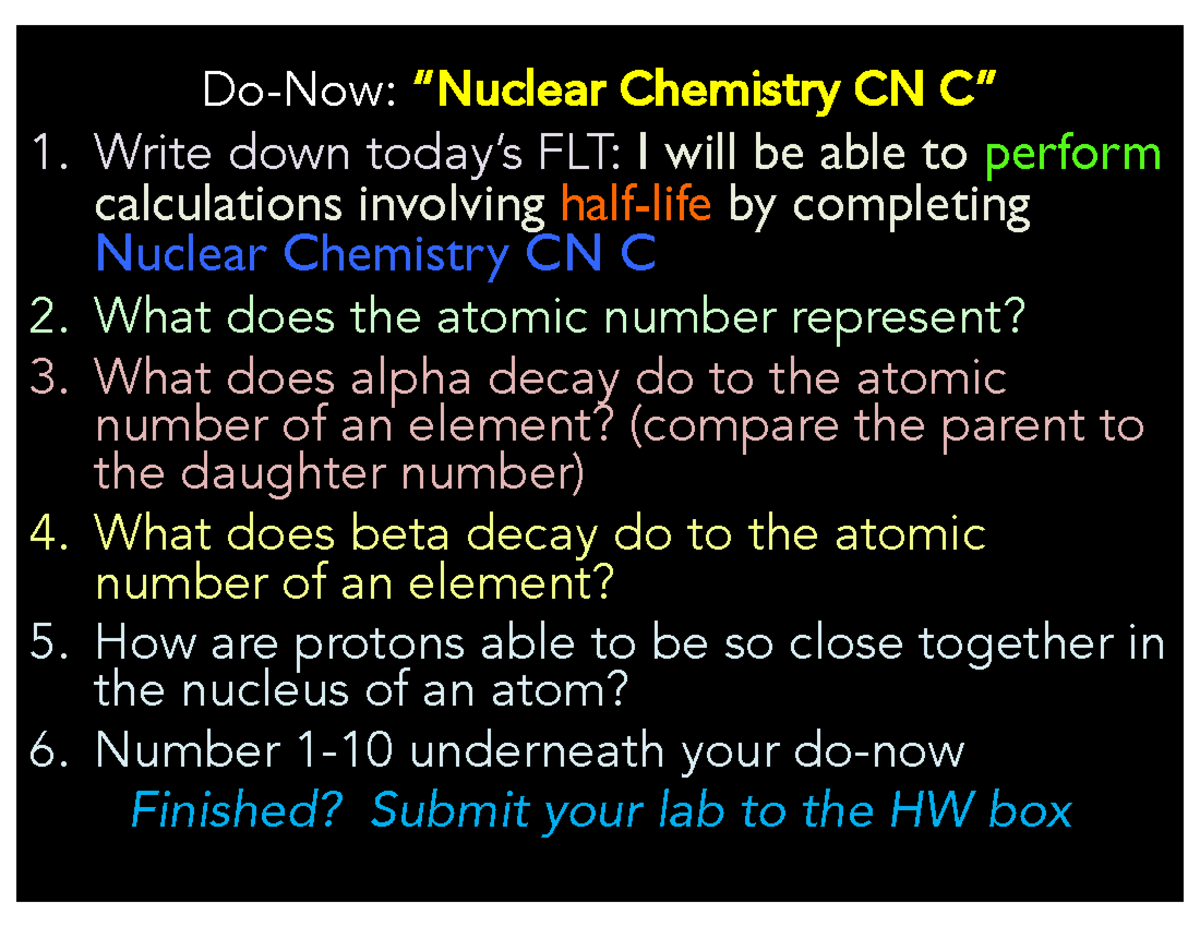 Nuclear Chemistry CN 1: Half-Life and Decay Calculations Guide - Studocu