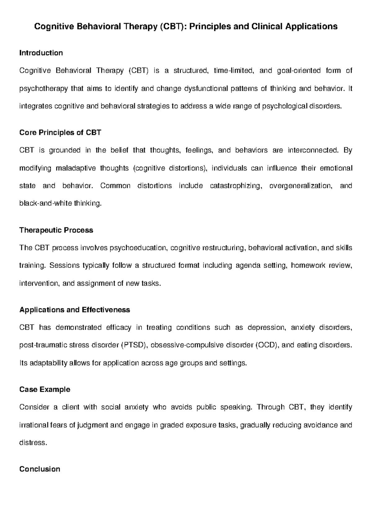 Cognitive Behavioral Therapy (CBT): Principles & Applications Overview ...