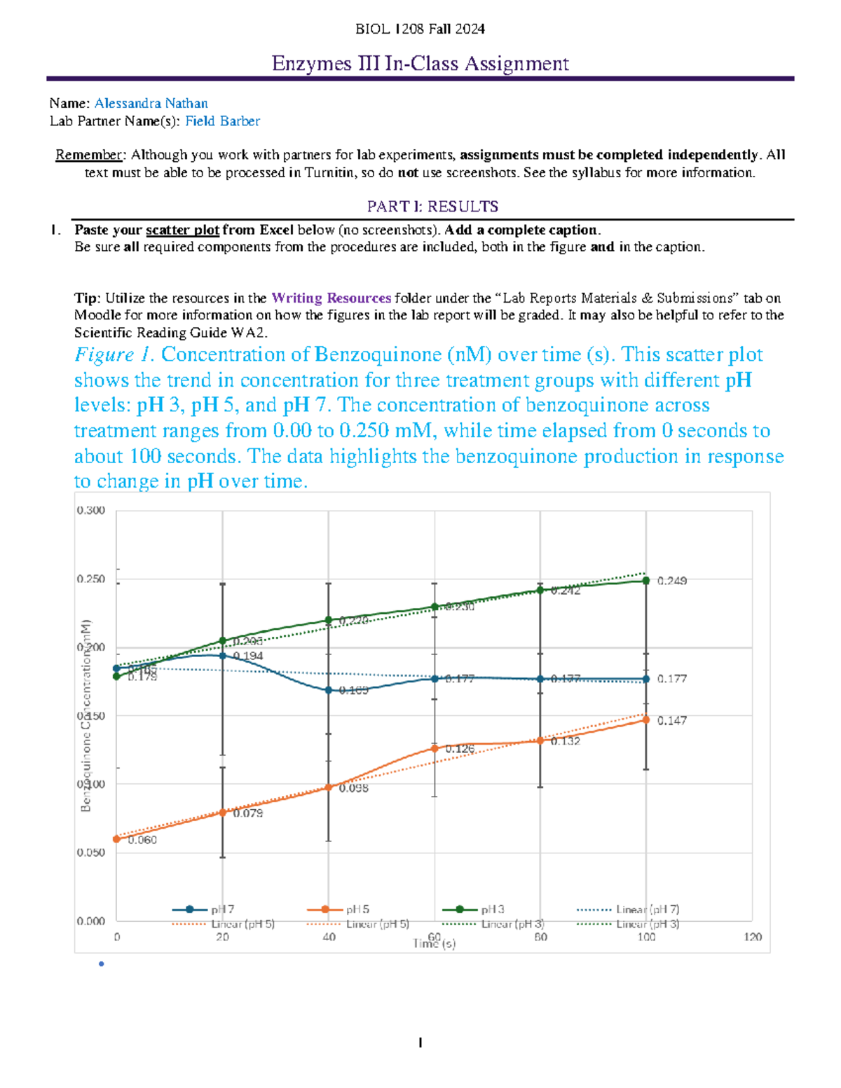 enzyme lab three - Enzymes III In-Class Assignment Name: Alessandra Nathan Lab Partner Name(s ...