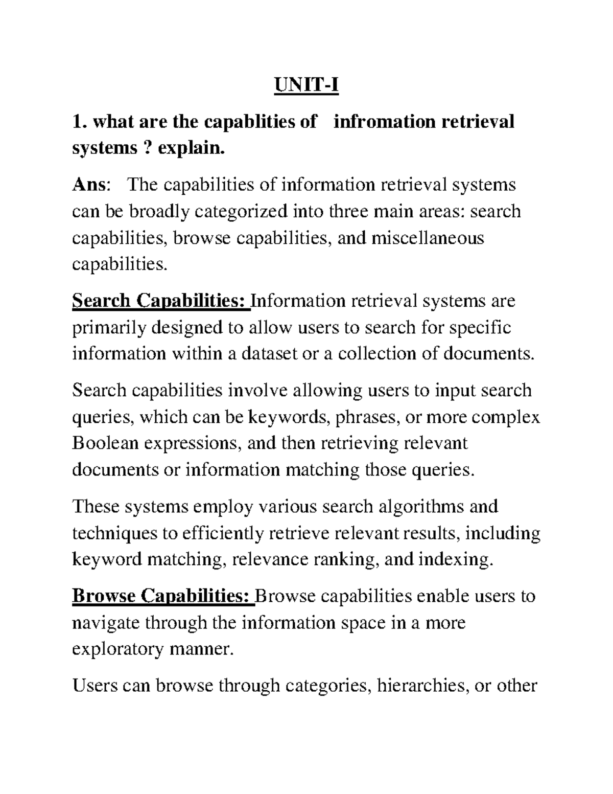 IRS Notes - Capabilities and Importance of Information Retrieval ...