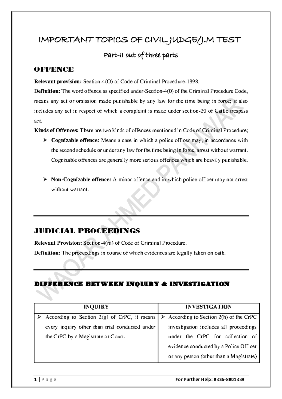 Important Topics for Civil Judge Exam (Part II) - Studocu
