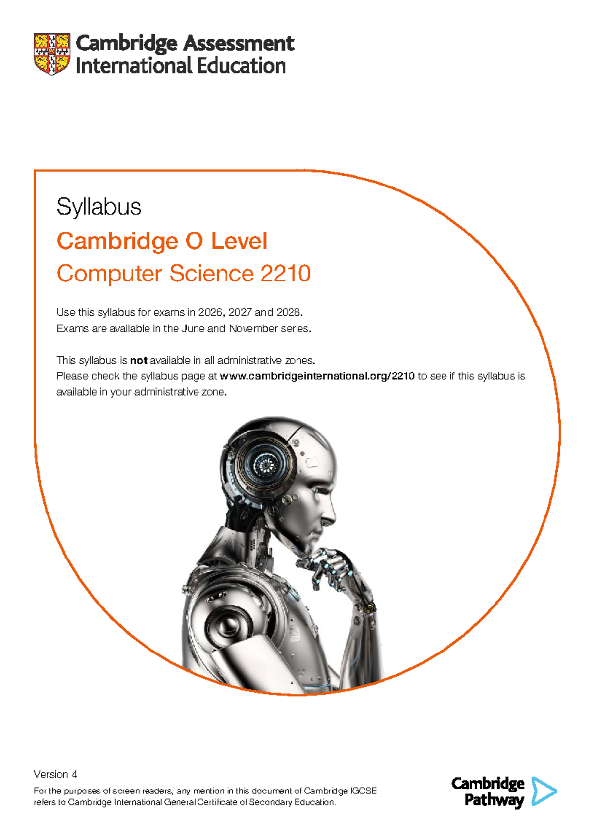 Cambridge O Level Computer Science 2210 Syllabus for 2026-2028 - Studocu