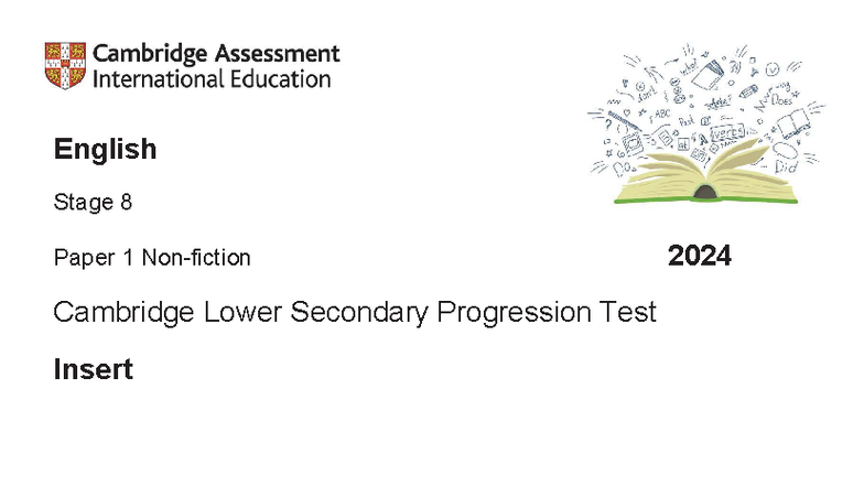 English Stage 8 Paper 1: Cambridge Lower Secondary Progression Test ...