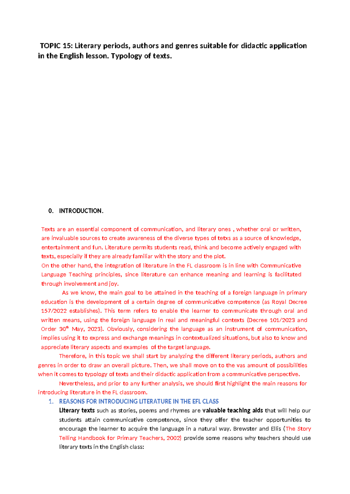 Topic 15: Exploring Literary Periods & Text Types for EFL Teaching ...