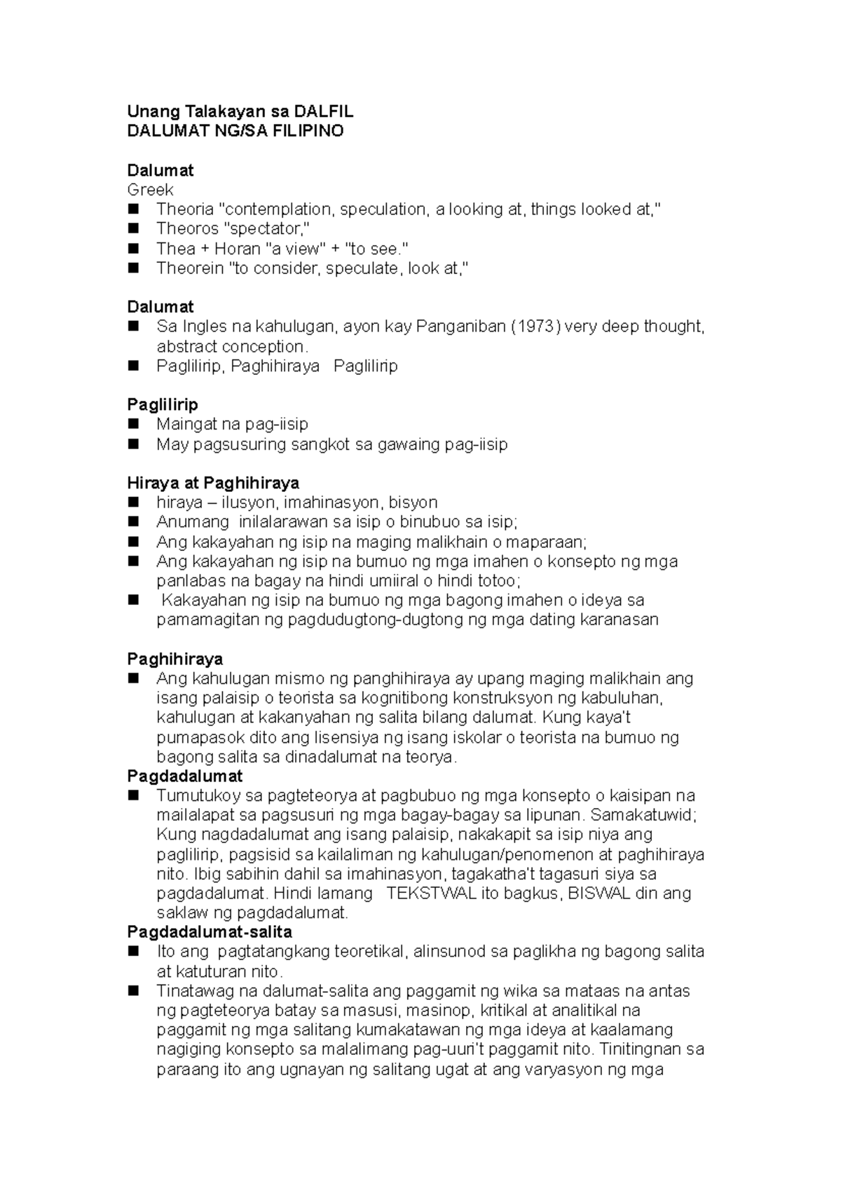 Unang Talakayan sa Dalfil - Unang Talakayan sa DALFIL DALUMAT NG/SA ...