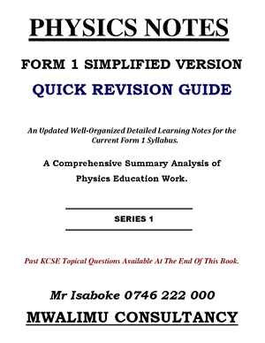 FORM 1 PHYS Simplified Notes - PHYSICS NOTES FORM 1 SIMPLIFIED VERSION ...