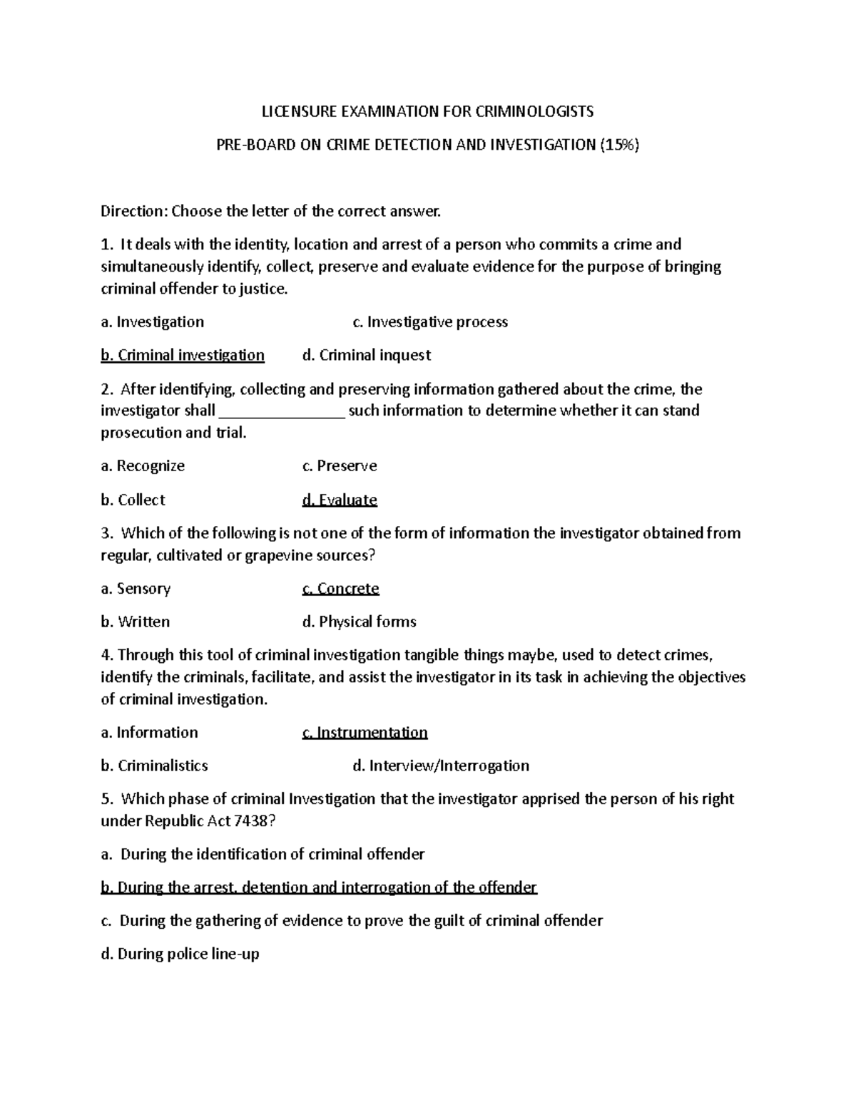 CDI-PRE- Board Reviewer: Criminal Investigation and Evidence Management ...