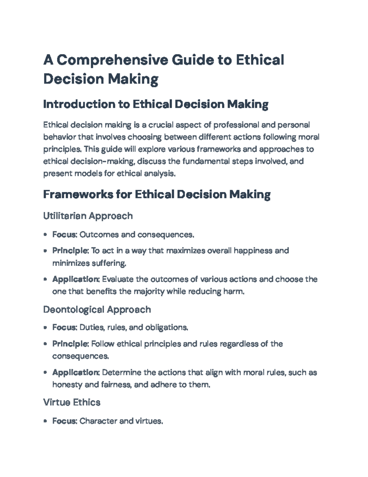 A Comprehensive Guide to Ethical Decision Making in Professional ...