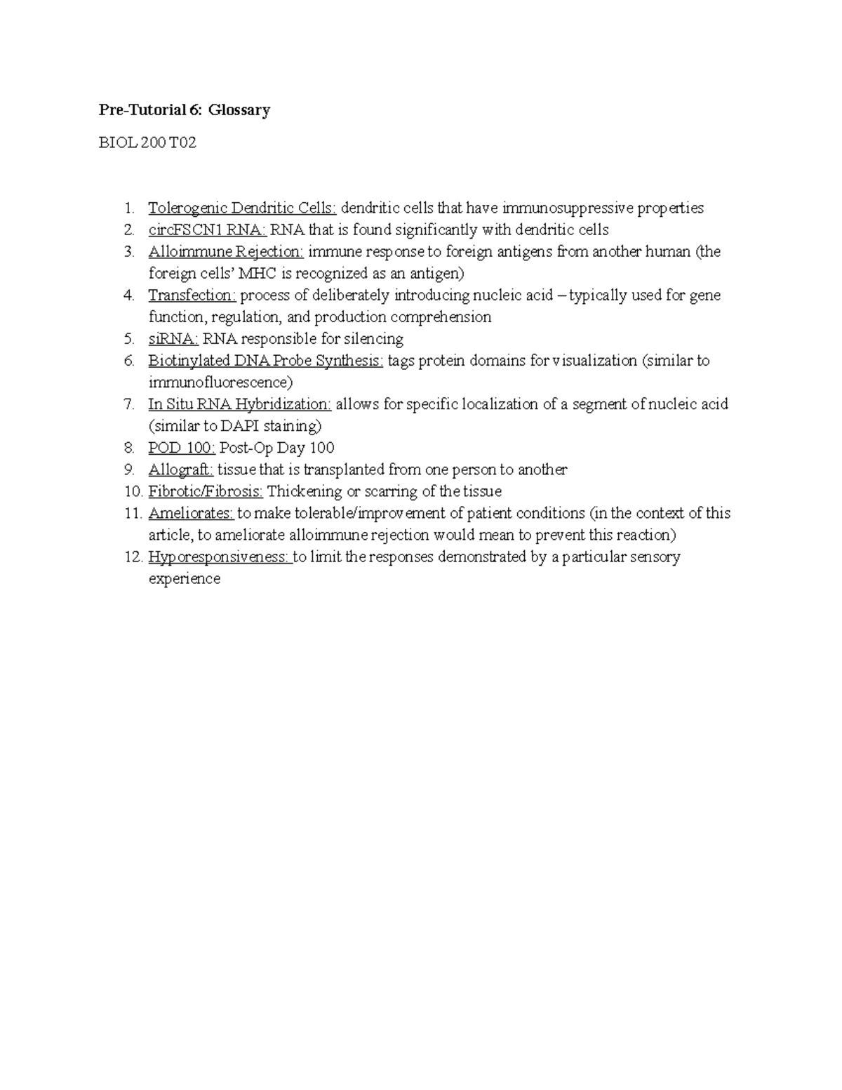 BIOL 200 T: Pre-Tutorial 6 Sci Comm Paper Glossary - Studocu